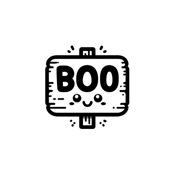 Boo Sign Kawaii Coloring Page | Free Halloween Printable