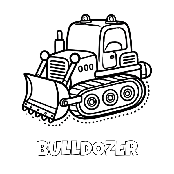 Download Free Bulldozer Coloring Worksheet for Toddlers & Kids