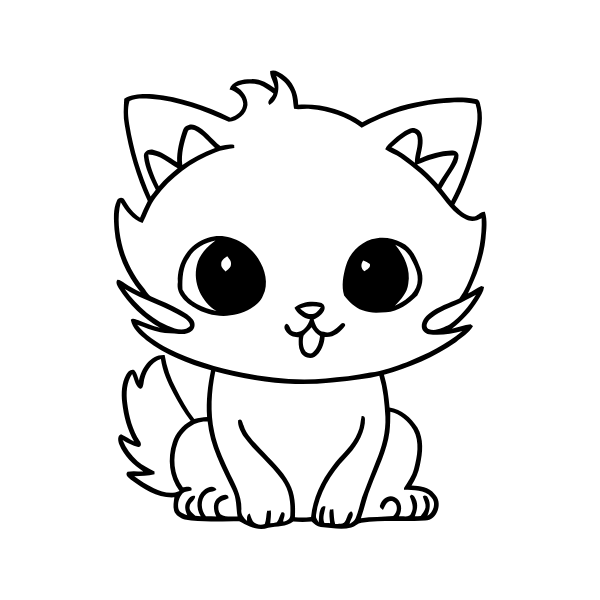 Cutie fluffy cat Coloring Page for Kids | Free Printable Cat Art