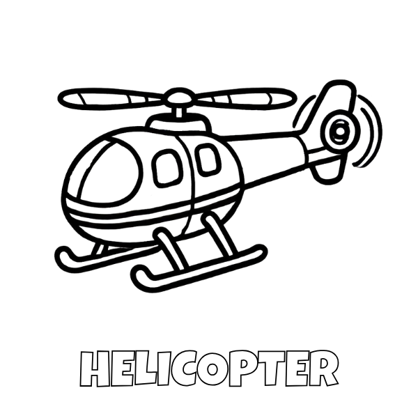 Download Free Helicopter Coloring Worksheet for Toddlers & Kids