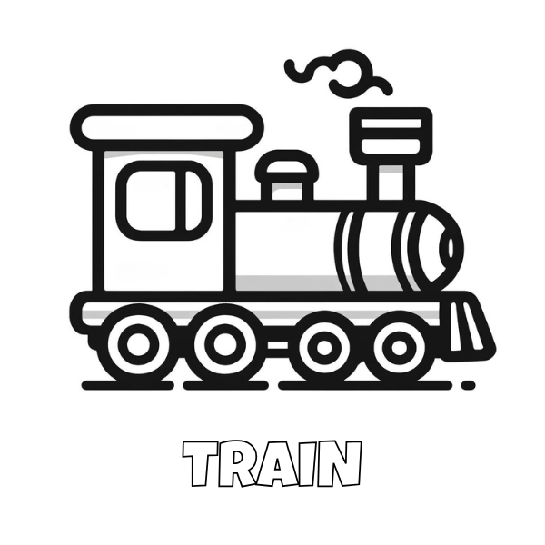 Free Train Coloring Page Printable for Kids, Toddlers